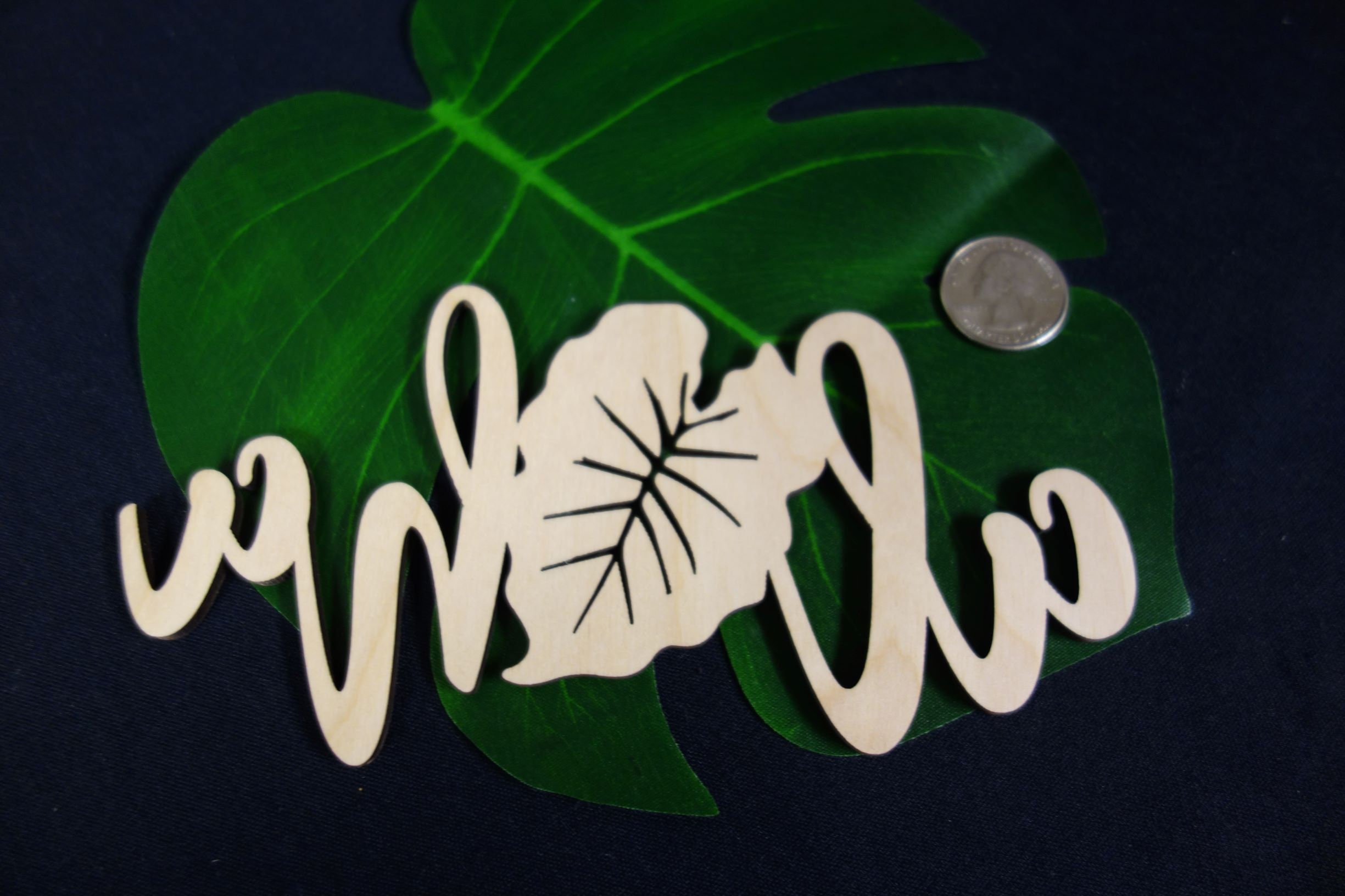 NEW ITEM: Laser Cut Wooden Aloha With Taro Kalo Leaf Wood Sign Cut Out ...