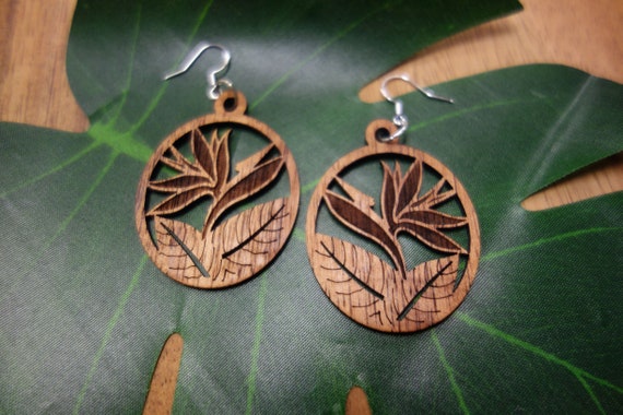 Solid Koa Wood Bird of Paradise Design Laser Cut Etched | Etsy