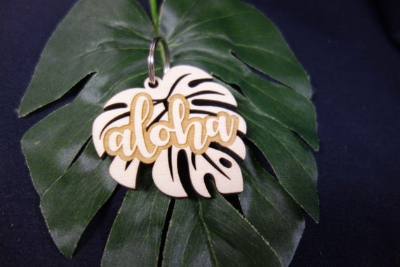 NEW ITEM: Laser Cut Wood Aloha Monstera Leaf Key Chain Wooden | Etsy