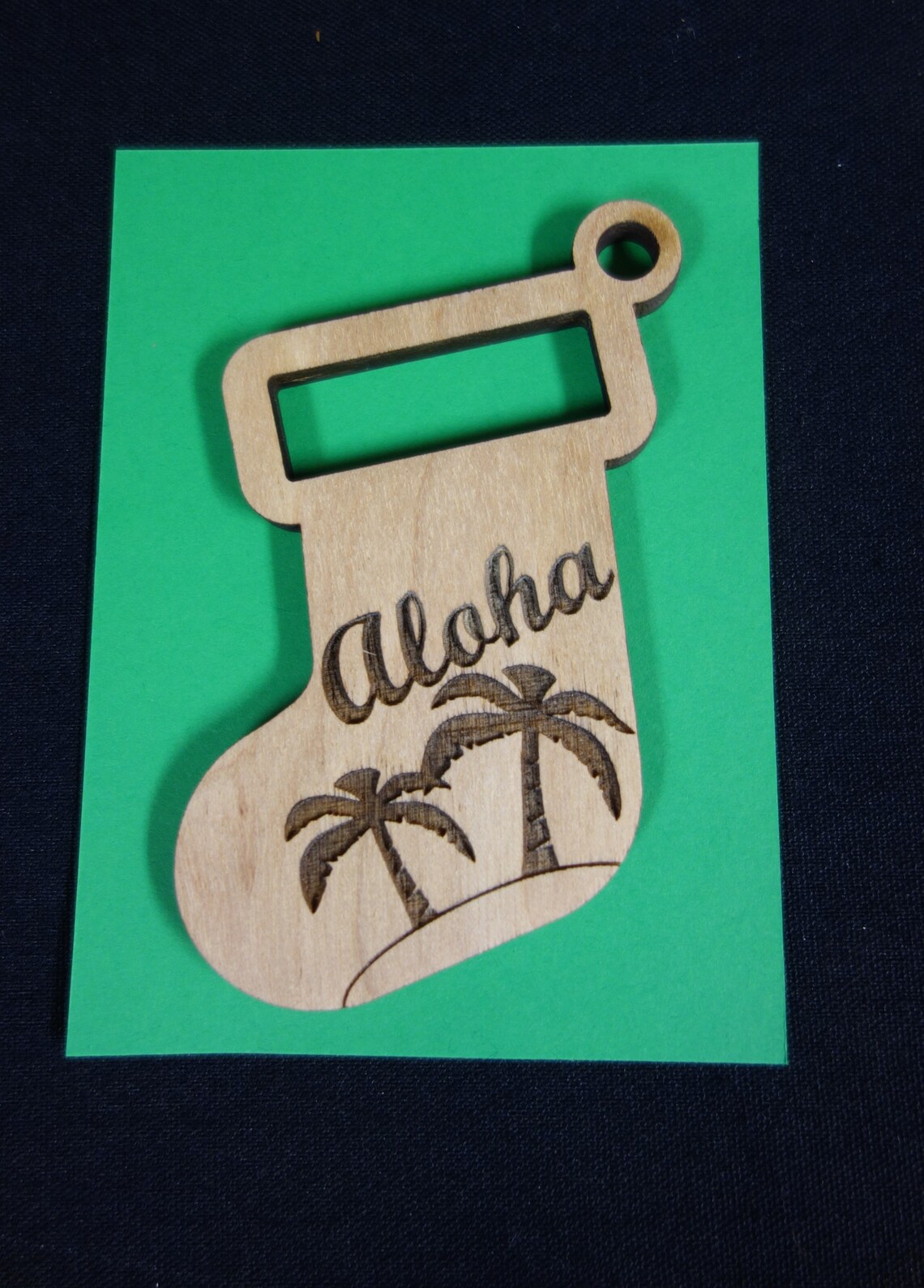 NEW: Laser Cut ALOHA Christmas Stocking With Palm Trees Wooden Hawaiian ...