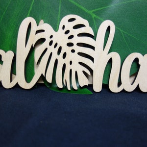 NEW ITEM: Laser Cut Wooden Aloha W/ Monstera Leaf Wood Sign Wood Cut ...