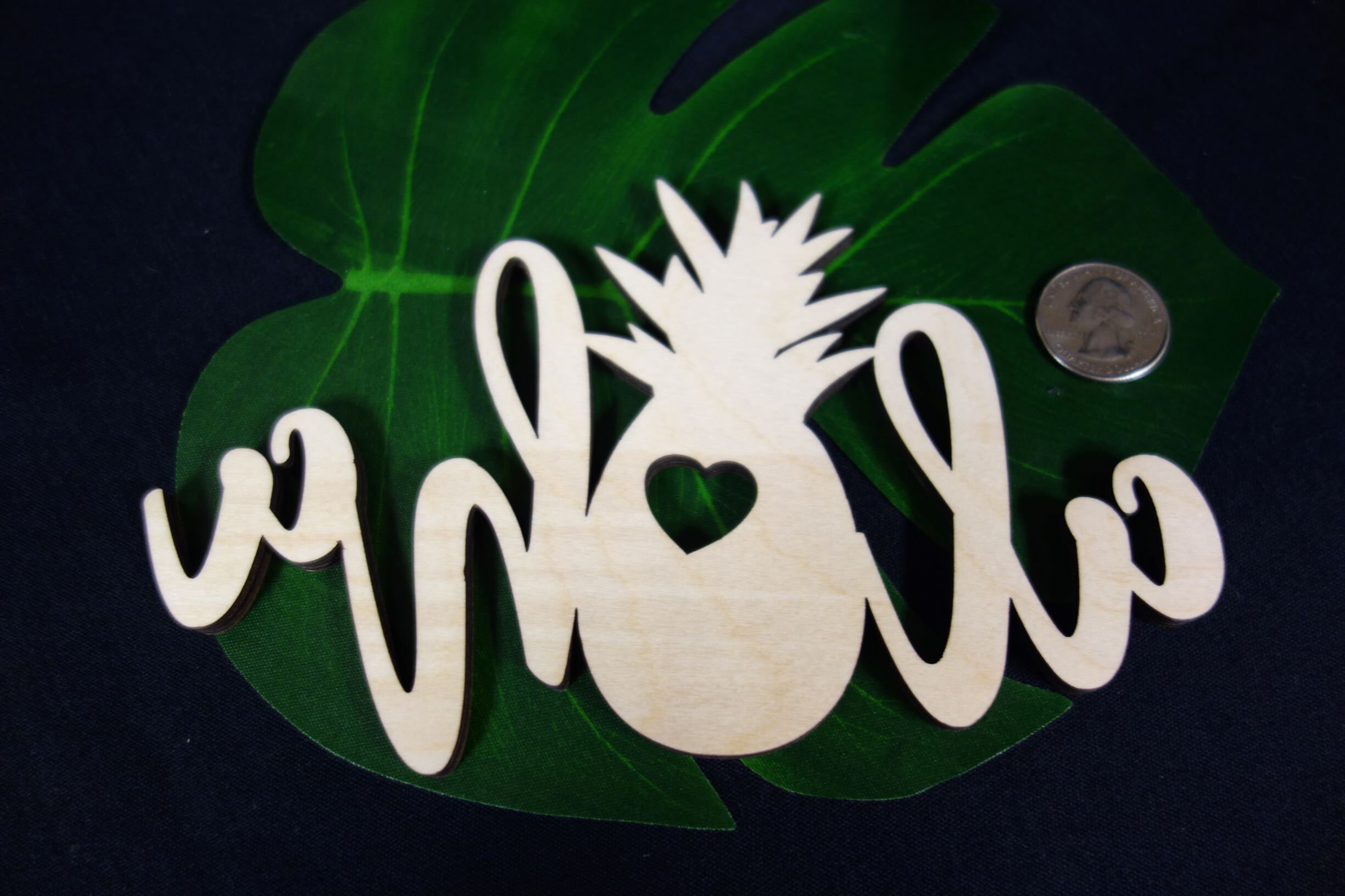 NEW: Laser Cut Wooden Aloha Pineapple W/ Heart Small Wood Sign Cut Out ...