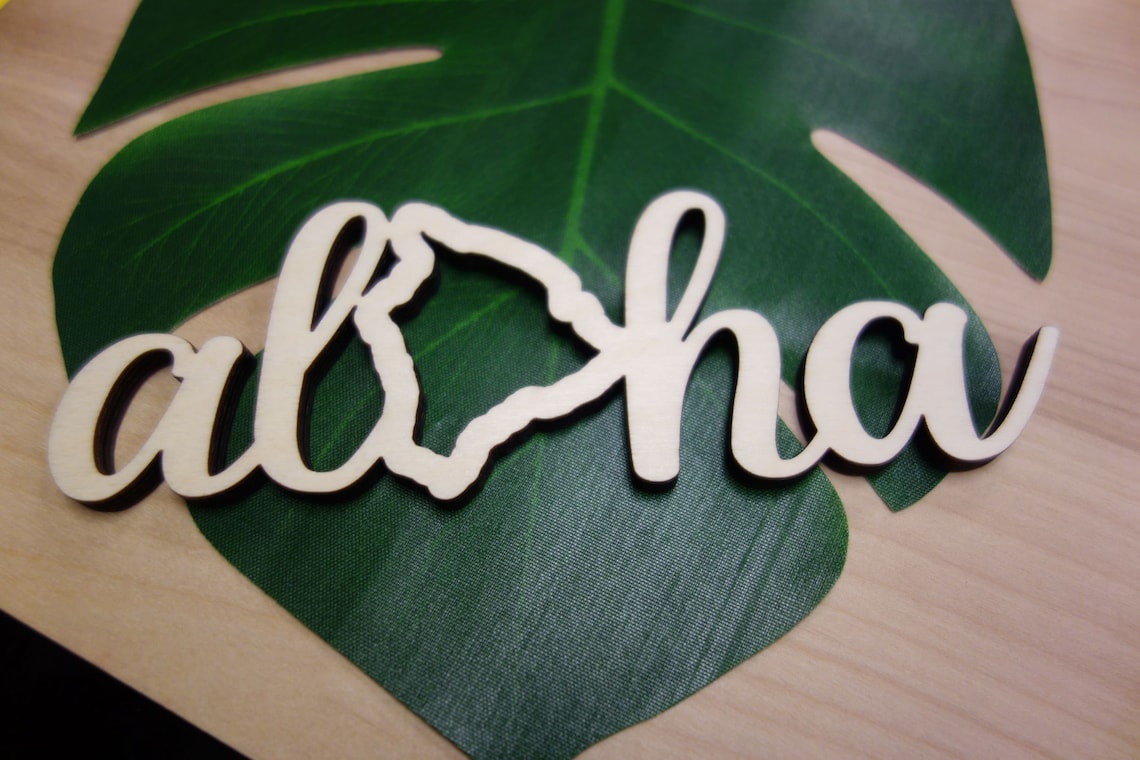 NEW ITEM: Laser Cut Wooden Aloha With Big Island Hawaii Wood | Etsy
