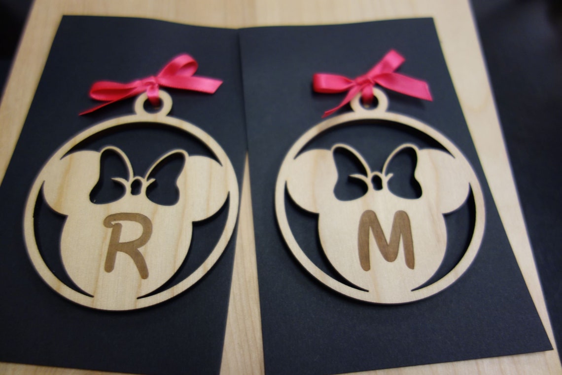 Customizable Mickey or Minnie Mouse Inspired Wood Laser Cut - Etsy