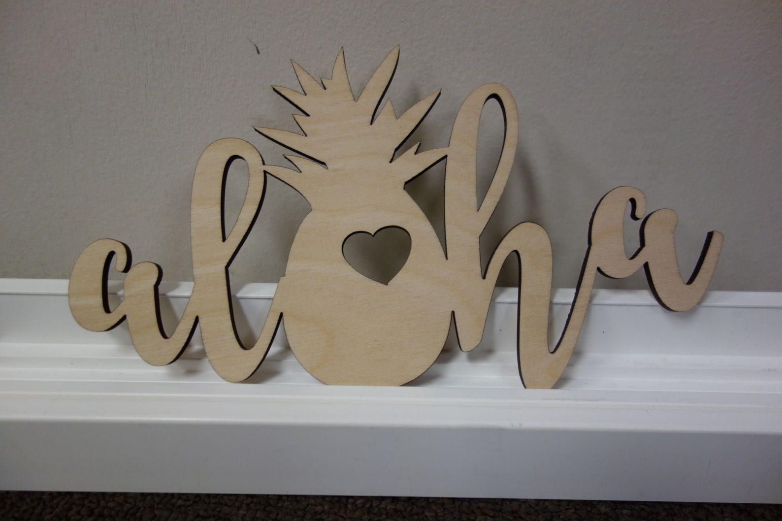 NEW: Laser Cut Wooden Aloha Pineapple W/ Heart Small Wood Sign Cut Out ...
