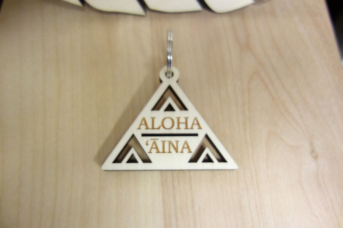 Laser Cut Wood Aloha 'aina Key Chain Maunakea Wooden | Etsy