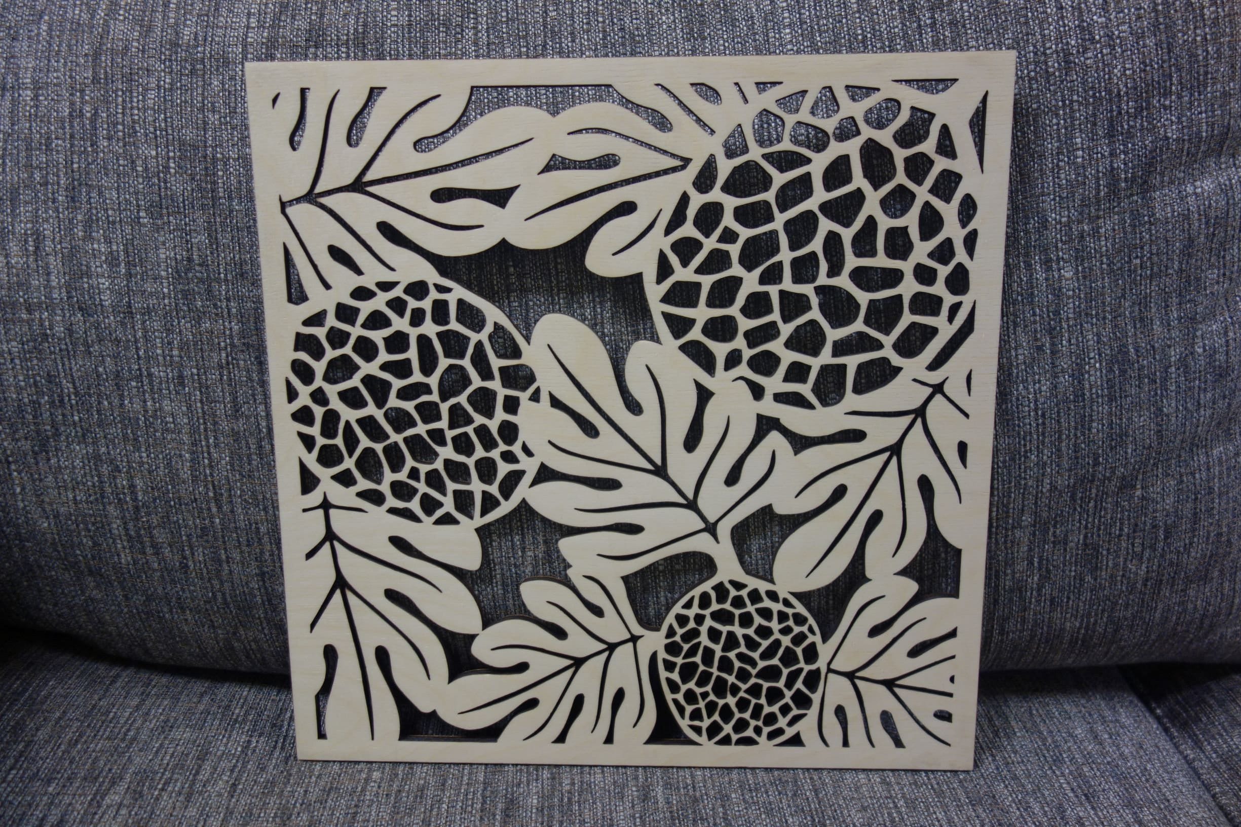 NEW: Laser Cut Wooden Square Ulu Breadfruit With Leaves Wood - Etsy