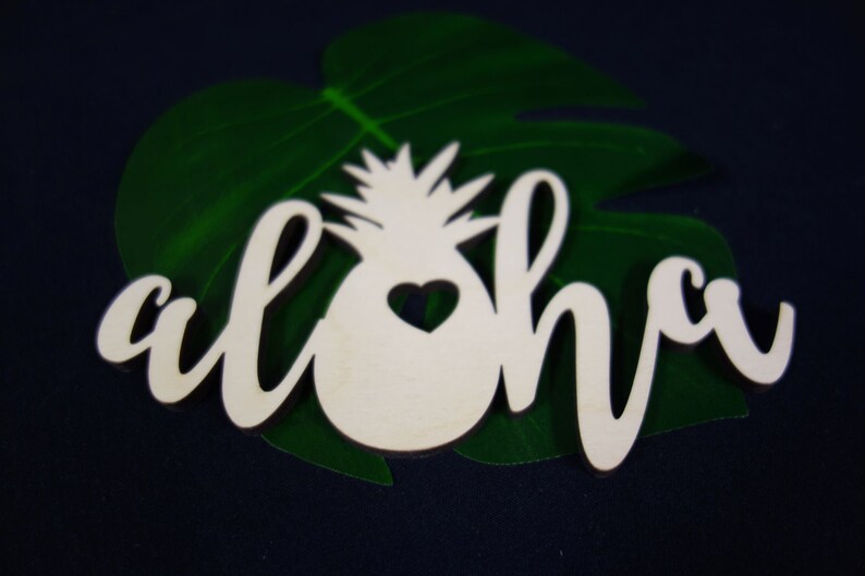 NEW: Laser Cut Wooden Aloha Pineapple W/ Heart Small Wood Sign Cut Out ...