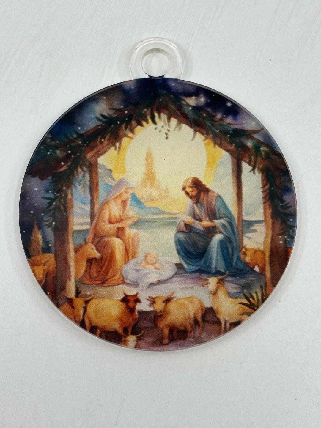 Laser Cut Traditional Nativity Scene Acrylic Christmas Ornament Mary ...