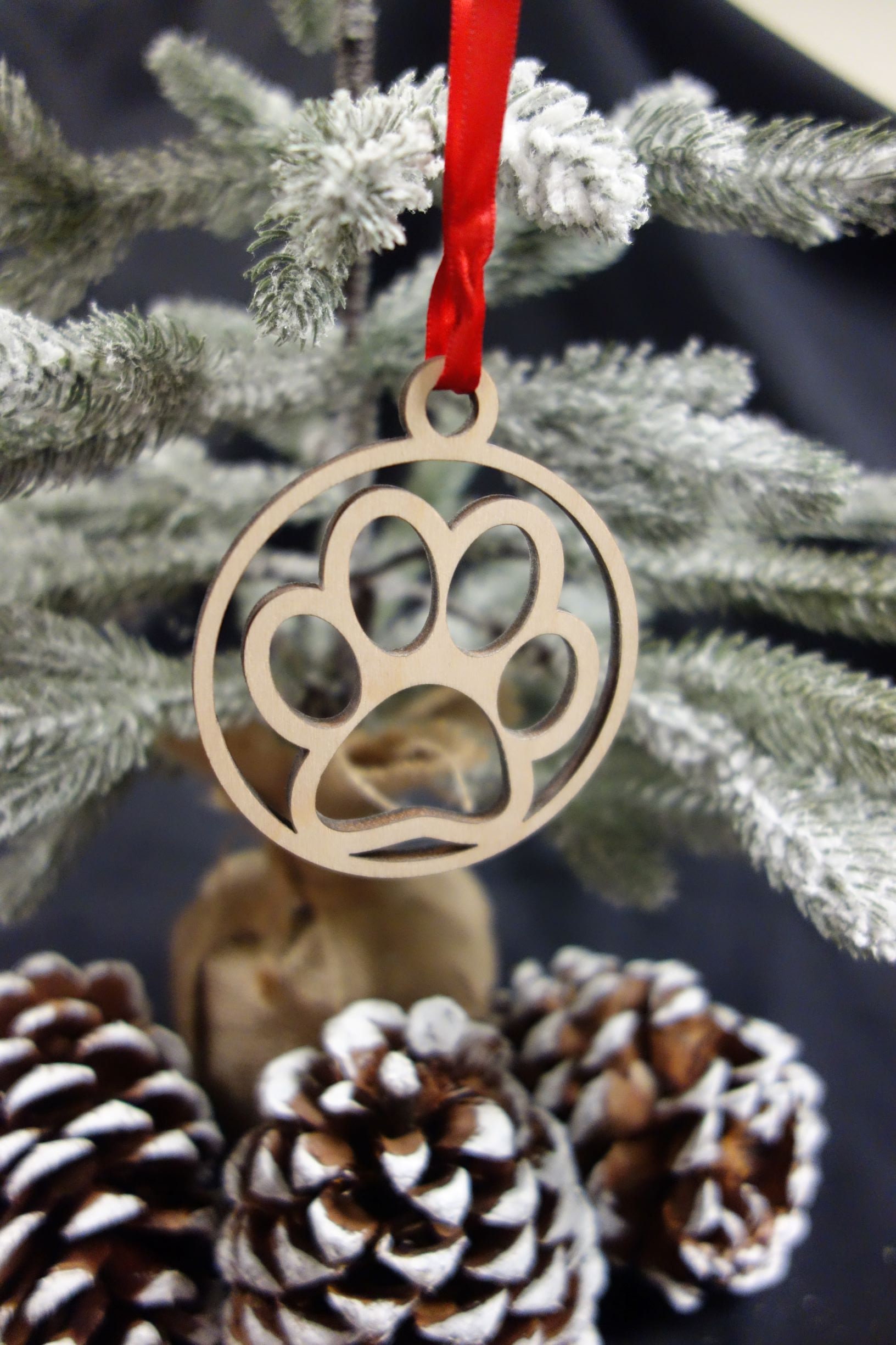 NEW: Laser Cut Wood Paw Print Pet Lovers Wooden Christmas | Etsy