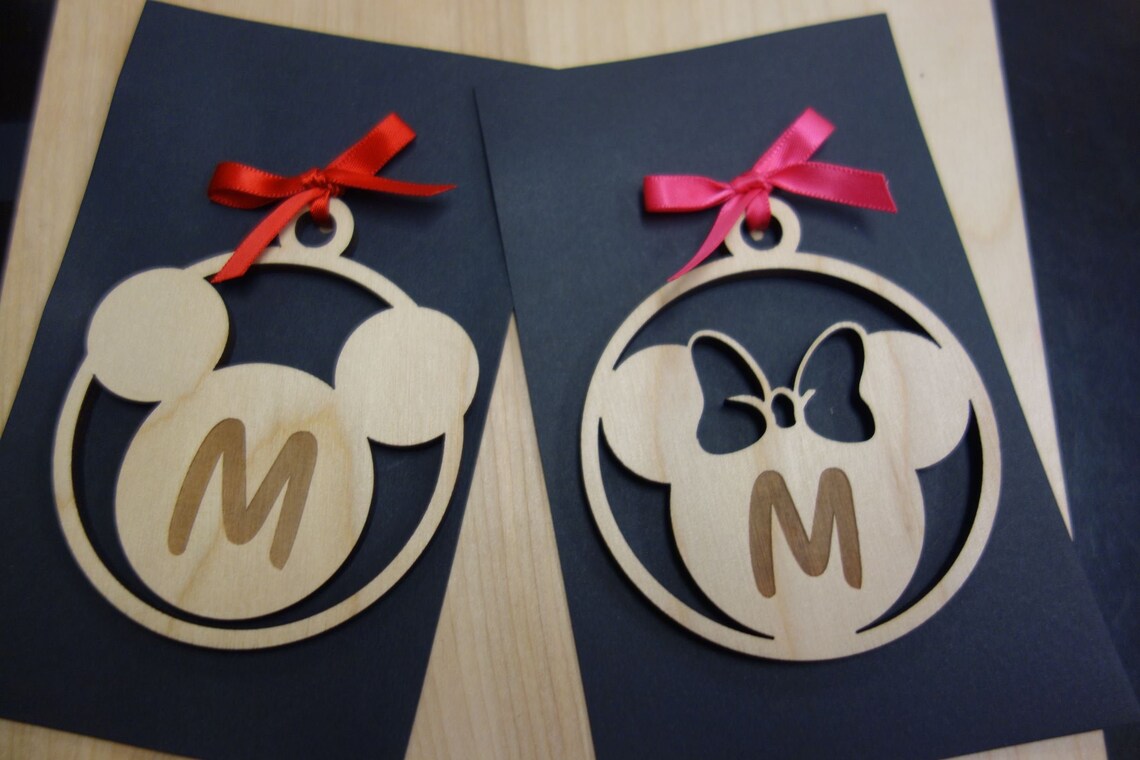 Customizable Mickey or Minnie Mouse Inspired Wood Laser Cut | Etsy