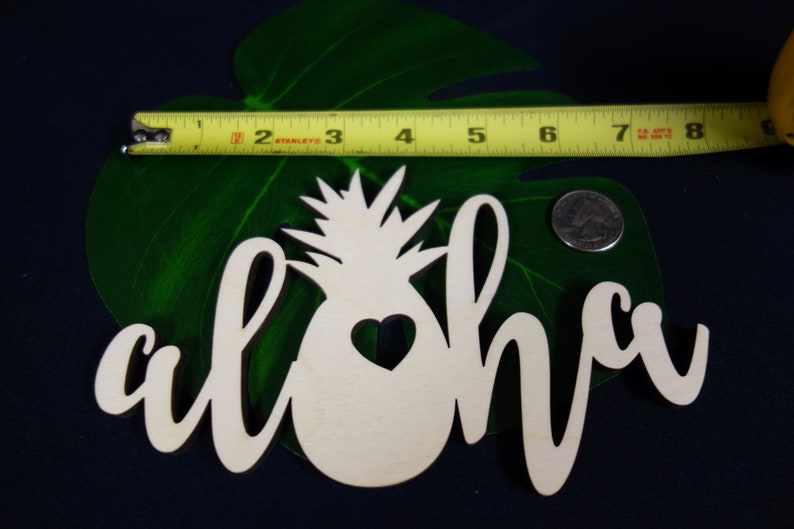 NEW: Laser Cut Wooden Aloha Pineapple W/ Heart Small Wood Sign Cut Out ...