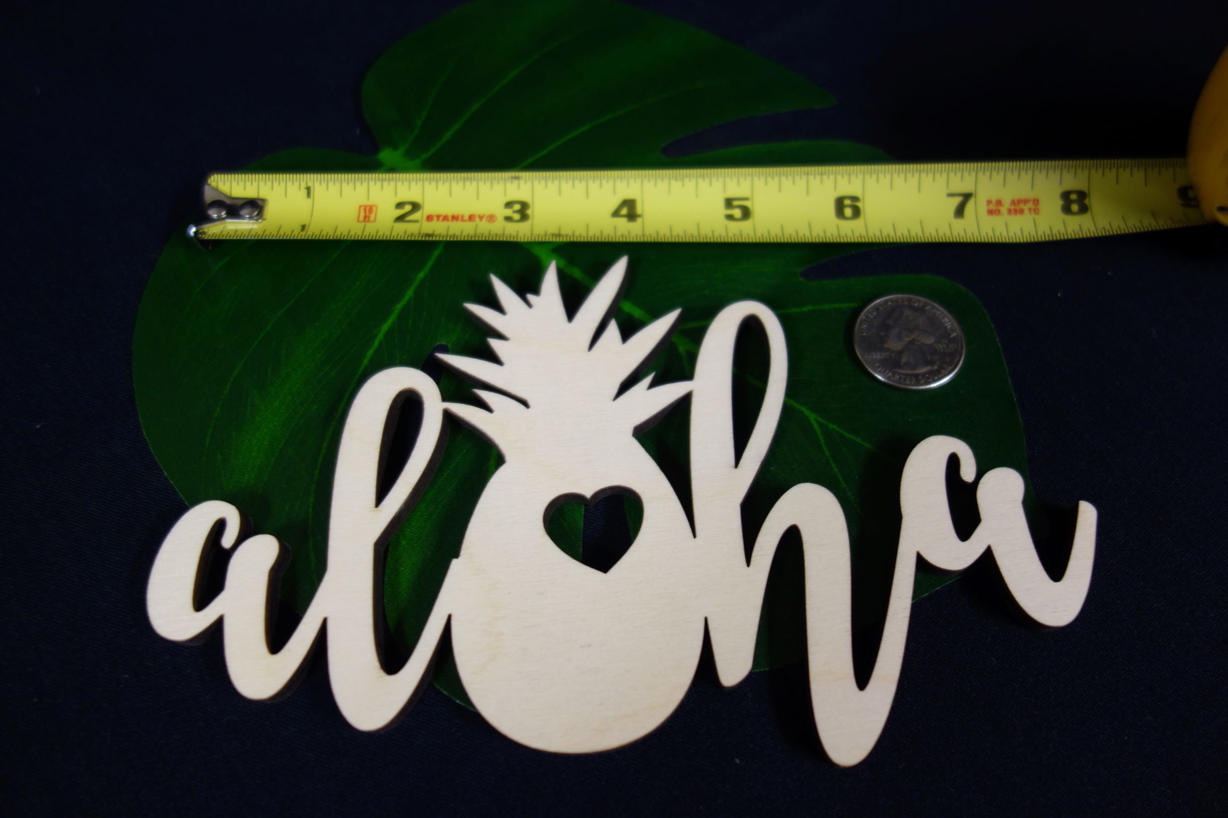 NEW: Laser Cut Wooden Aloha Pineapple W/ Heart Small Wood Sign Cut Out ...