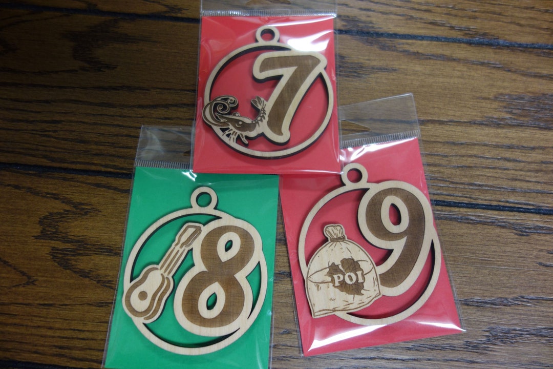 COLLECTOR'S ITEM: Hawaiian Style 12 Days of Christmas Wood Ornaments ...