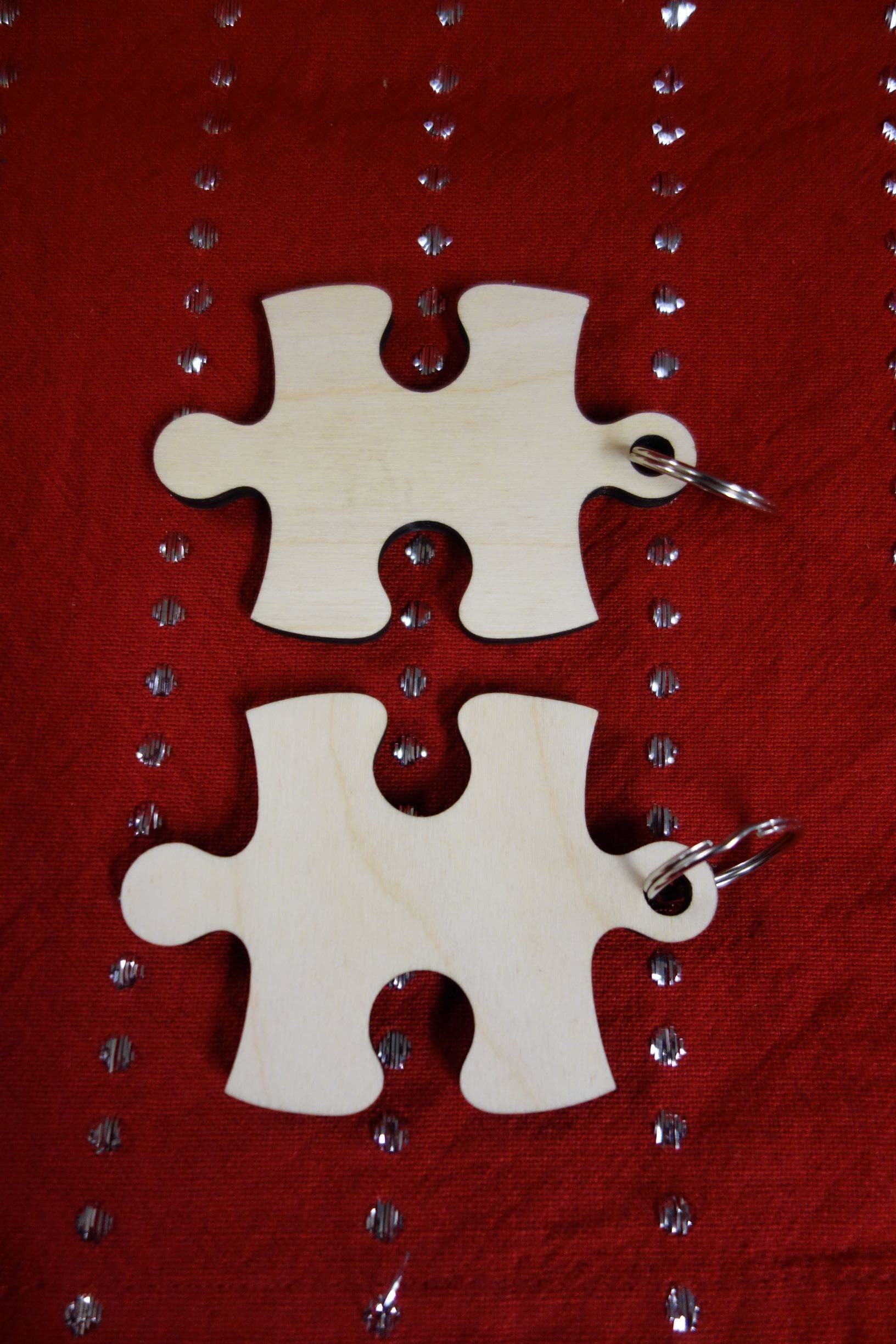 NEW: Personalized Wood Puzzle Piece Matching Key Chain Roman Numeral ...