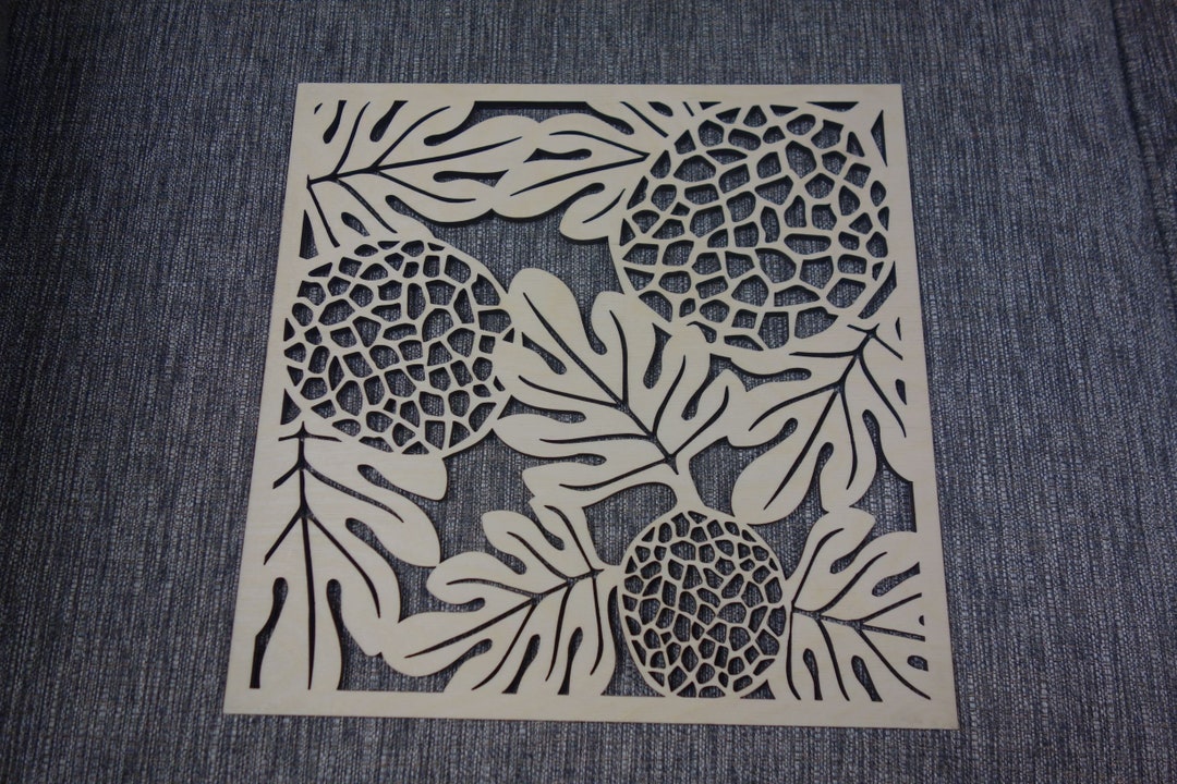 NEW: Laser Cut Wooden Square Ulu Breadfruit With Leaves Wood Sign Wood ...