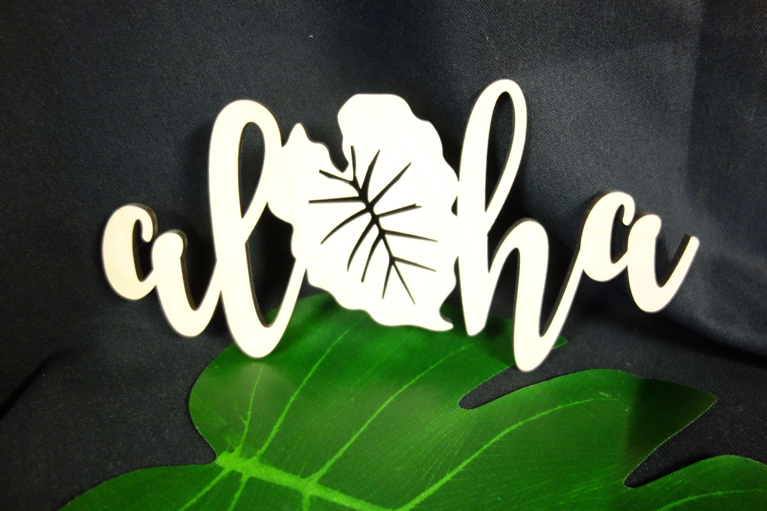 NEW ITEM: Laser Cut Wooden Aloha With Taro Kalo Leaf Wood Sign Cut Out ...