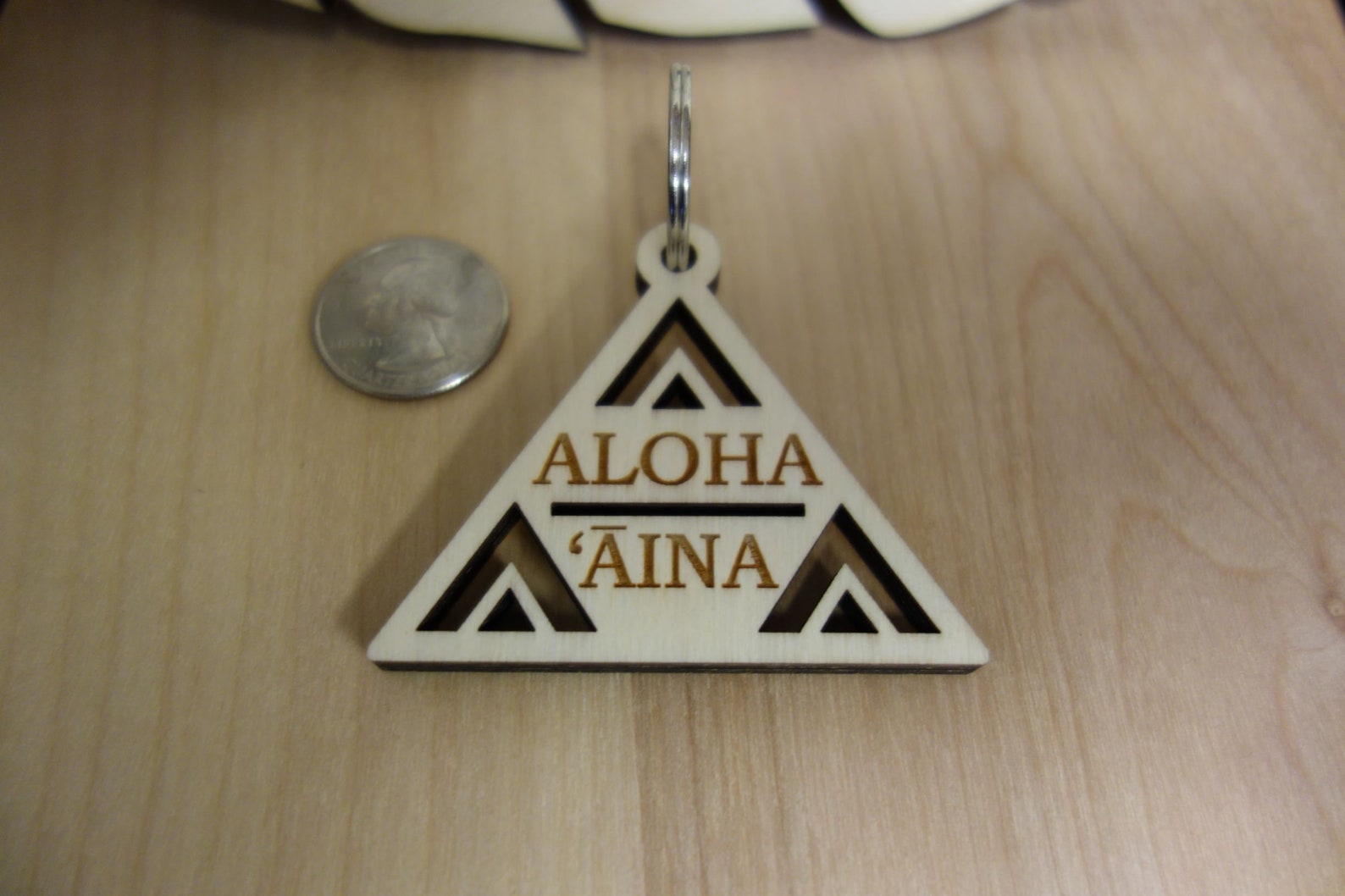Laser Cut Wood Aloha 'aina Key Chain Maunakea Wooden | Etsy