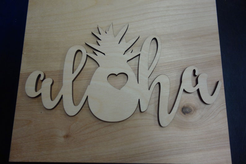 NEW: Laser Cut Wooden Aloha Pineapple W/ Heart Small Wood Sign Cut Out ...