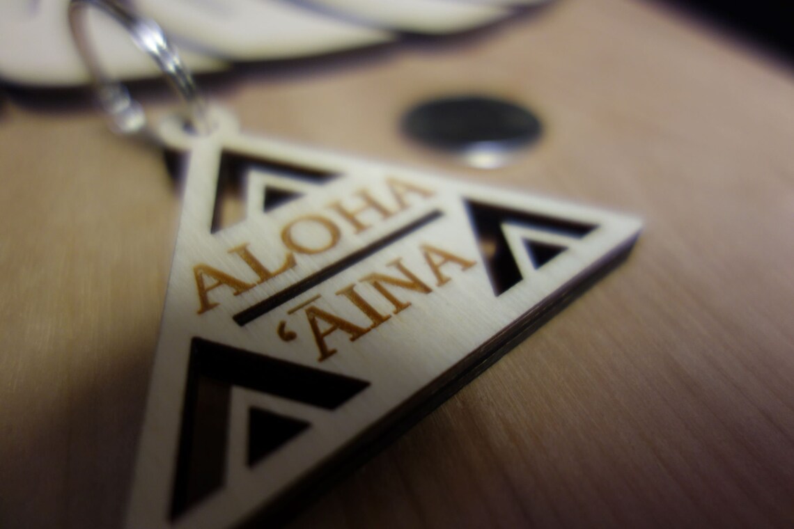 Laser Cut Wood Aloha 'aina Key Chain Maunakea Wooden | Etsy