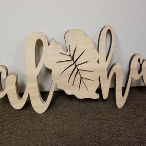 NEW ITEM: Laser Cut Wooden Aloha With Taro Kalo Leaf Wood Sign Cut Out ...