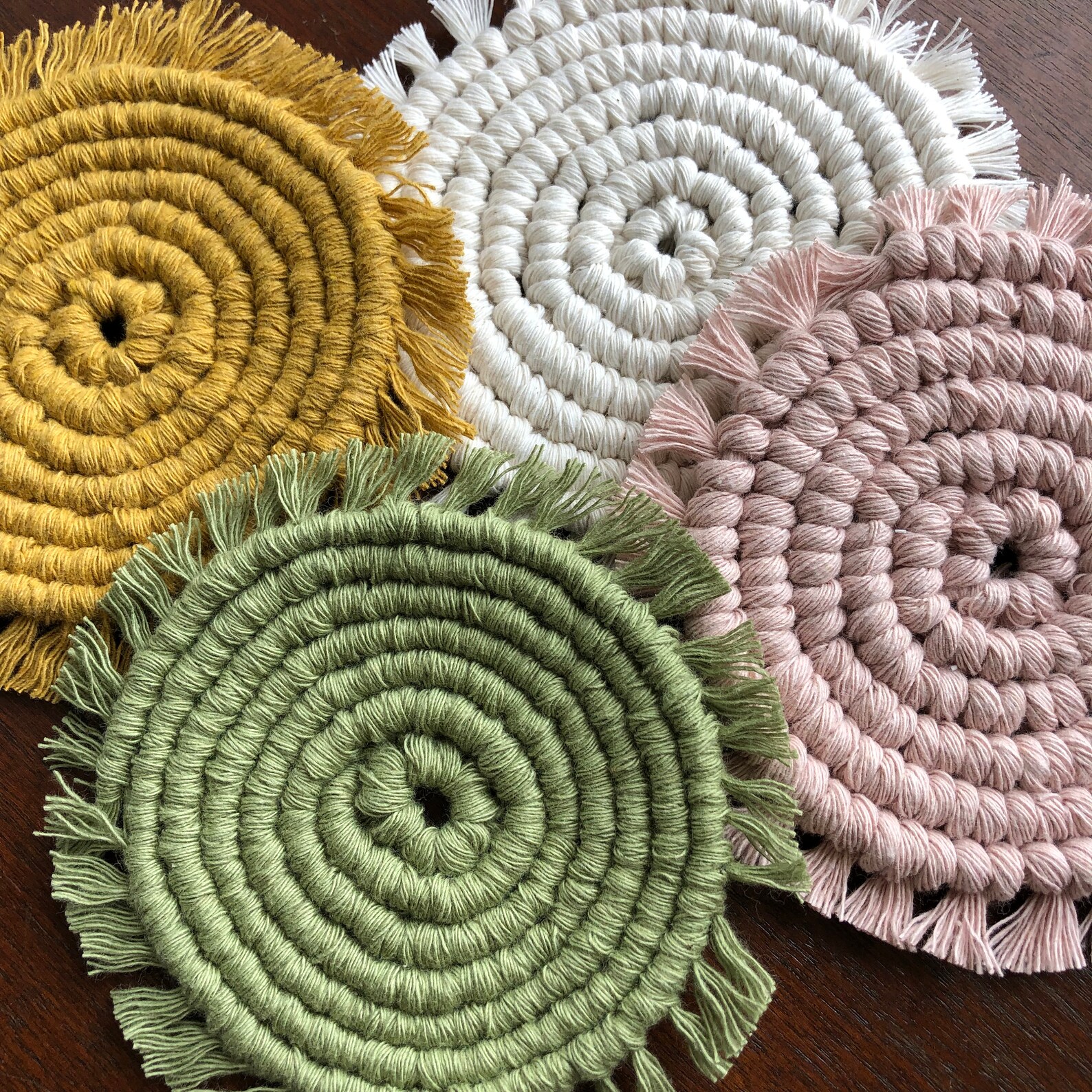 Macrame Coaster (round) | Coasters - Etsy