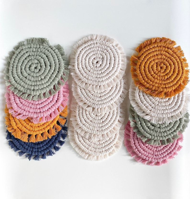 Macrame Coaster (round) | Coasters - Etsy