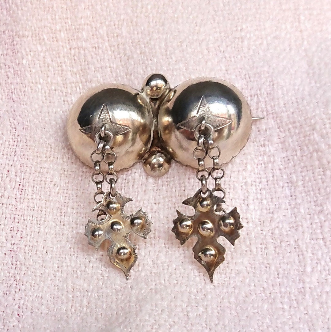 Scandinavian Folk Art Silver Brooch Antique Edwardian Era Traditional ...