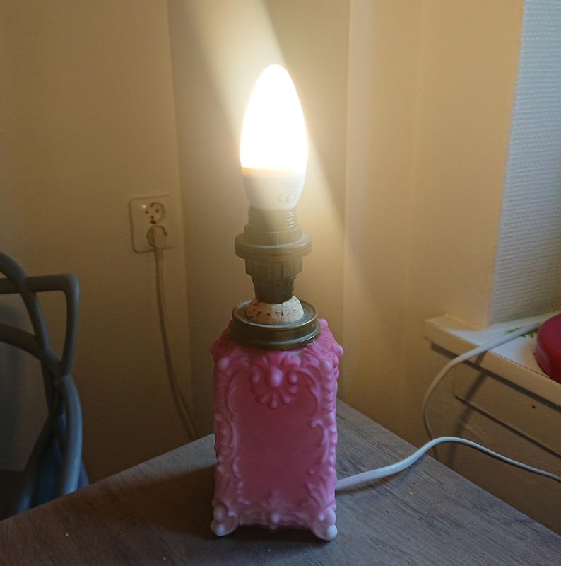 Antique French Victorian Lamp Base Pink Cranberry Collectible Opaline ...