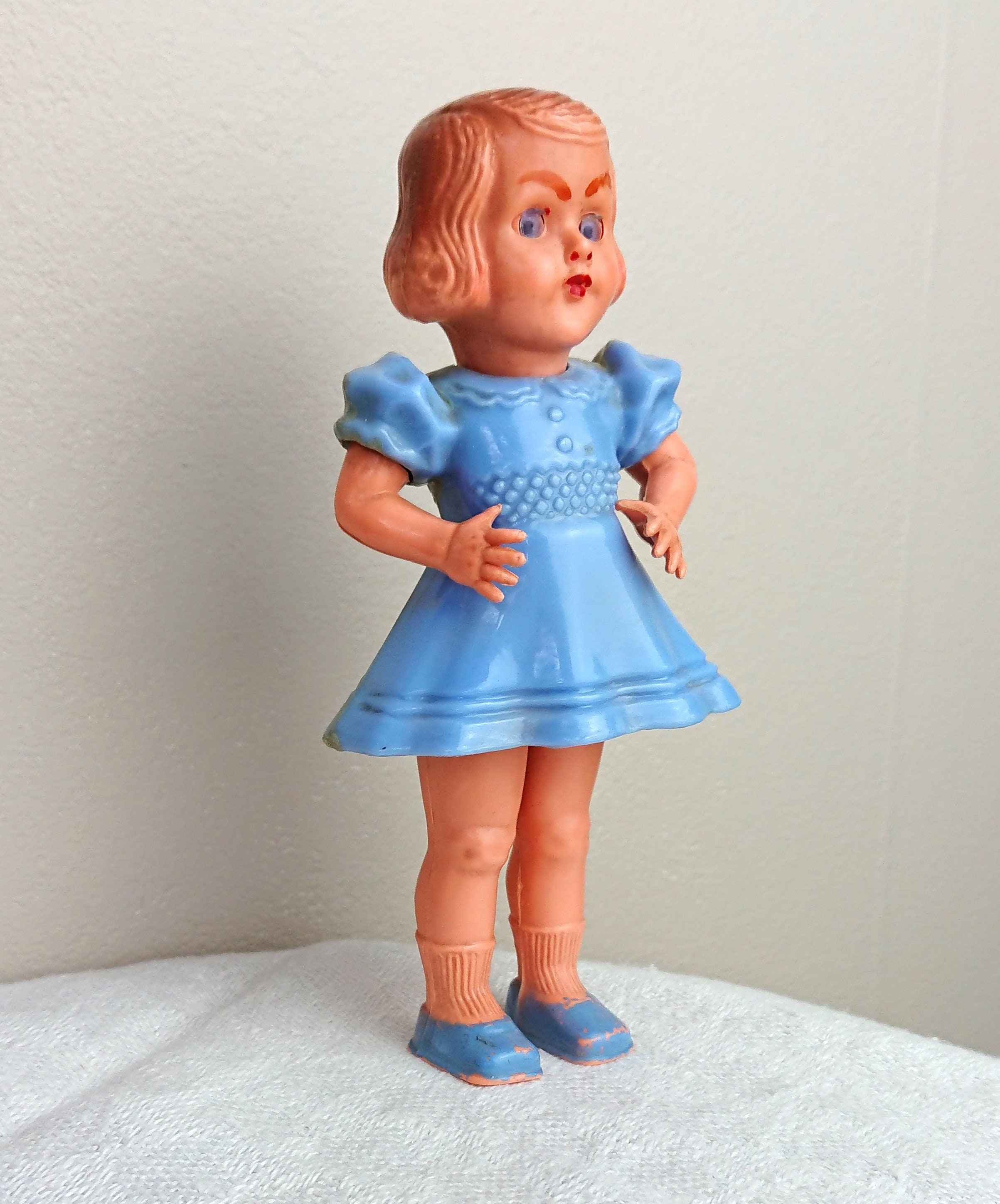 1950s Doll Celluloid Plastic Blue Dress Rare Collectible Roddy Doll ...