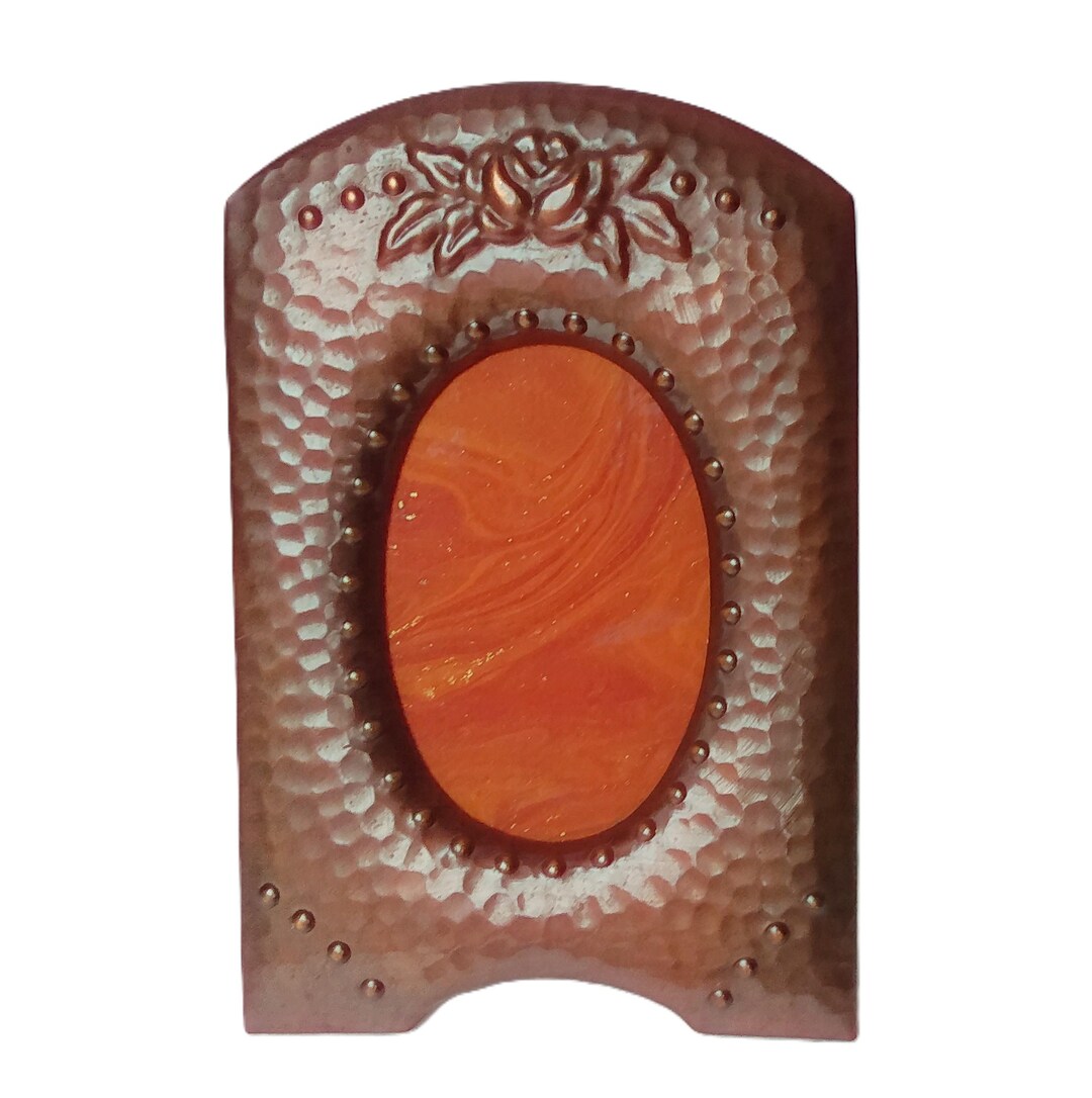 Antique Arts and Crafts Photo Frame Hand Crafted Embossed Copper Jugend ...
