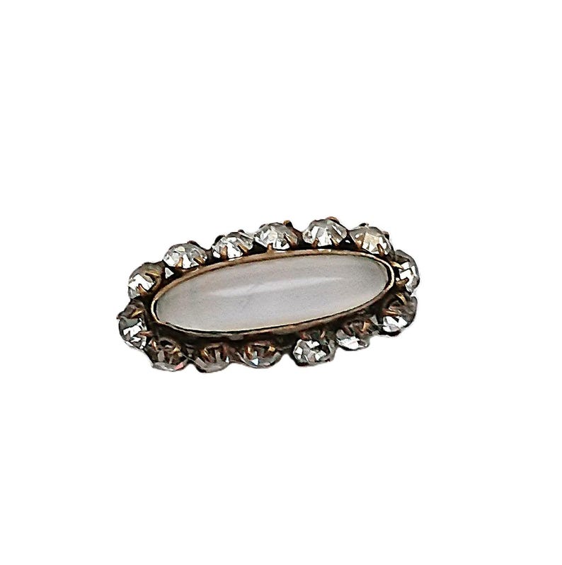 Antique Brooch Faux Moonstone Paste Shuttle Collectible French Art ...