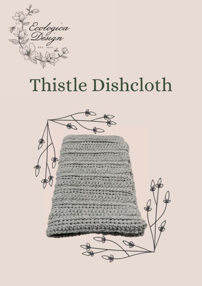 Thistle Dishcloth Advanced Beginner Crochet Pattern PDF Download - Etsy