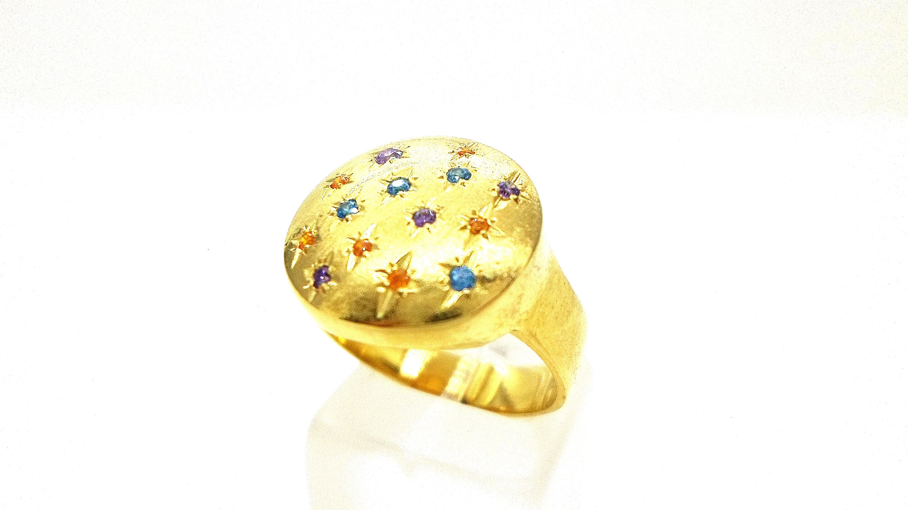 The Ring of Stars,yellow Gold Plated Ring,silver Stars Ring, Galaxy ...