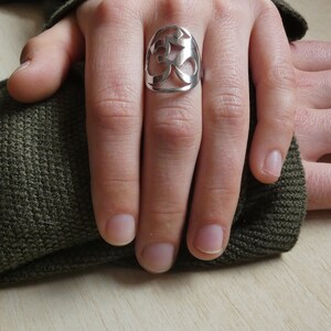 SIMBOLIKS Adjustable Stainless Steel OM Ring. Protection Ring, Mantras ...