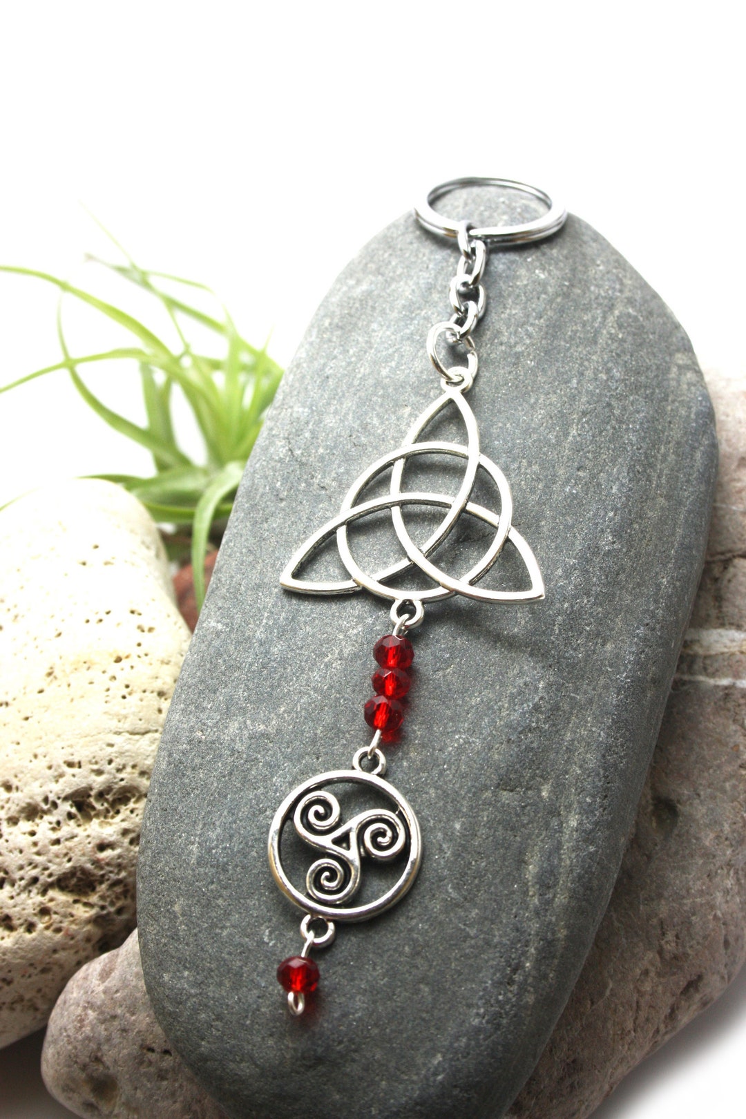Key Ring With Protection Symbols, Triskel and Triquette, Celtic Key ...