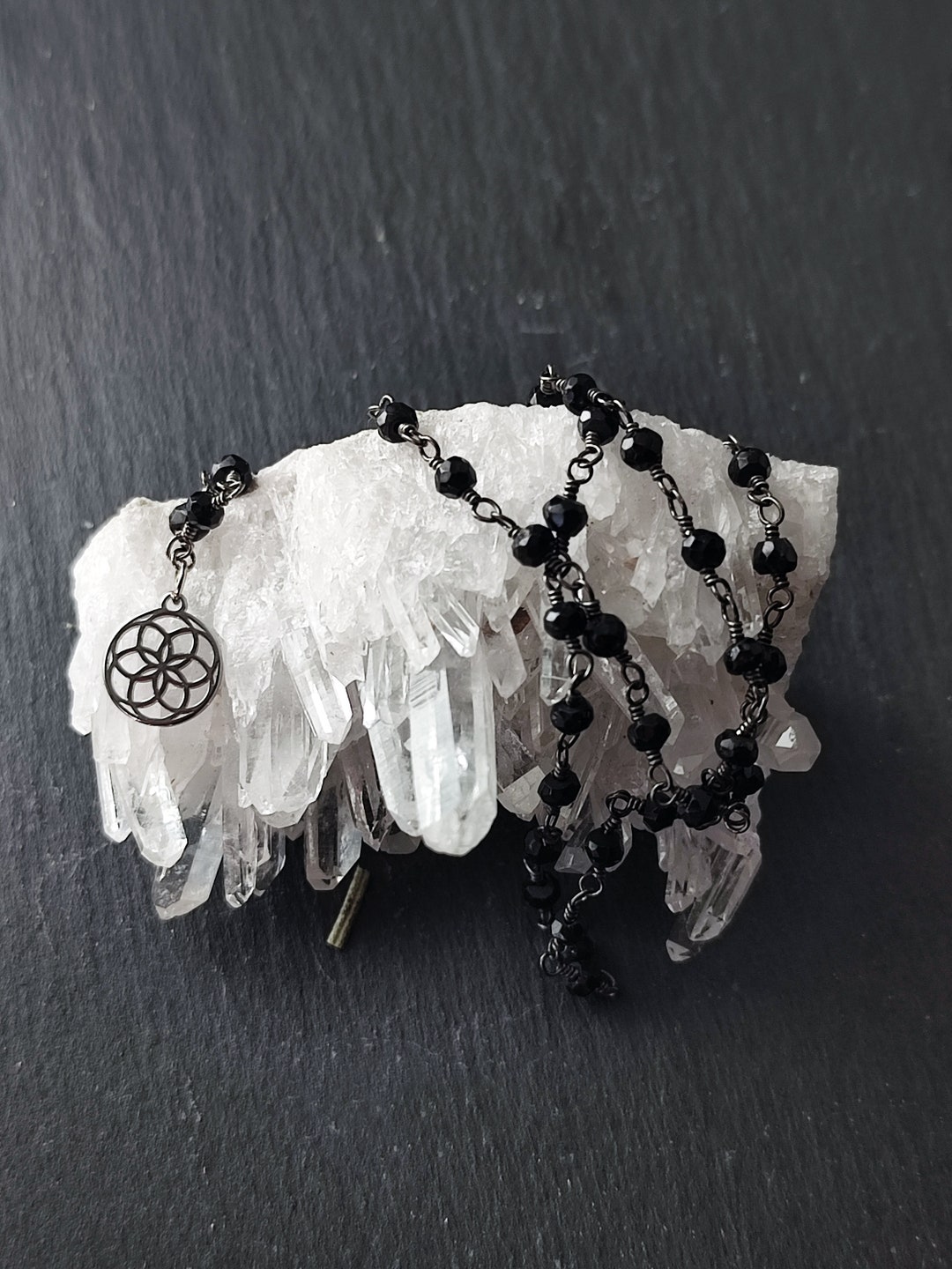 SIMBOLIKS Chain With Crystals, Stainless Steel Seed of Life, Sacred ...