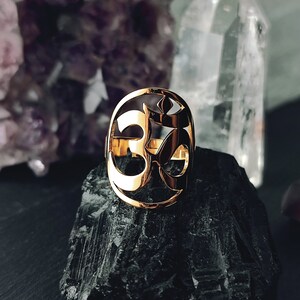 SIMBOLIKS Adjustable Stainless Steel OM Ring. Protection Ring, Mantras ...