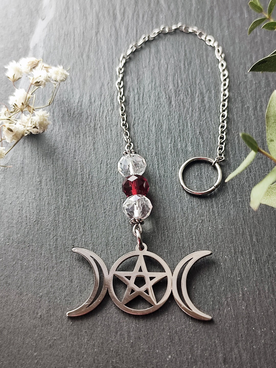 SIMBOLIKS Triple Moon Goddess, Pendulum Window Pendant, Witch Knot, Car ...