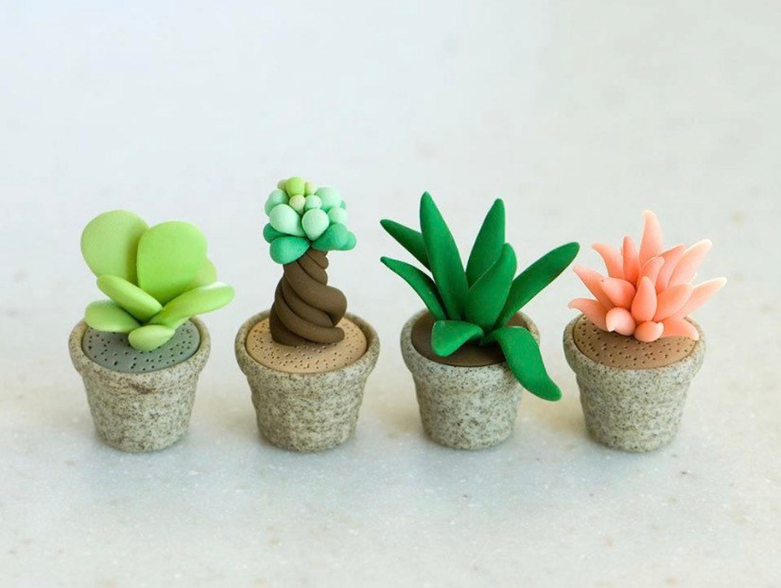Clay Handmade Planted Plants or Succulents | Etsy