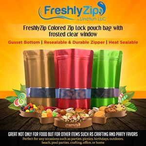 Freshlyzip 25 Pcs Colored Zip Lock Resealable Stand up Food Storage ...
