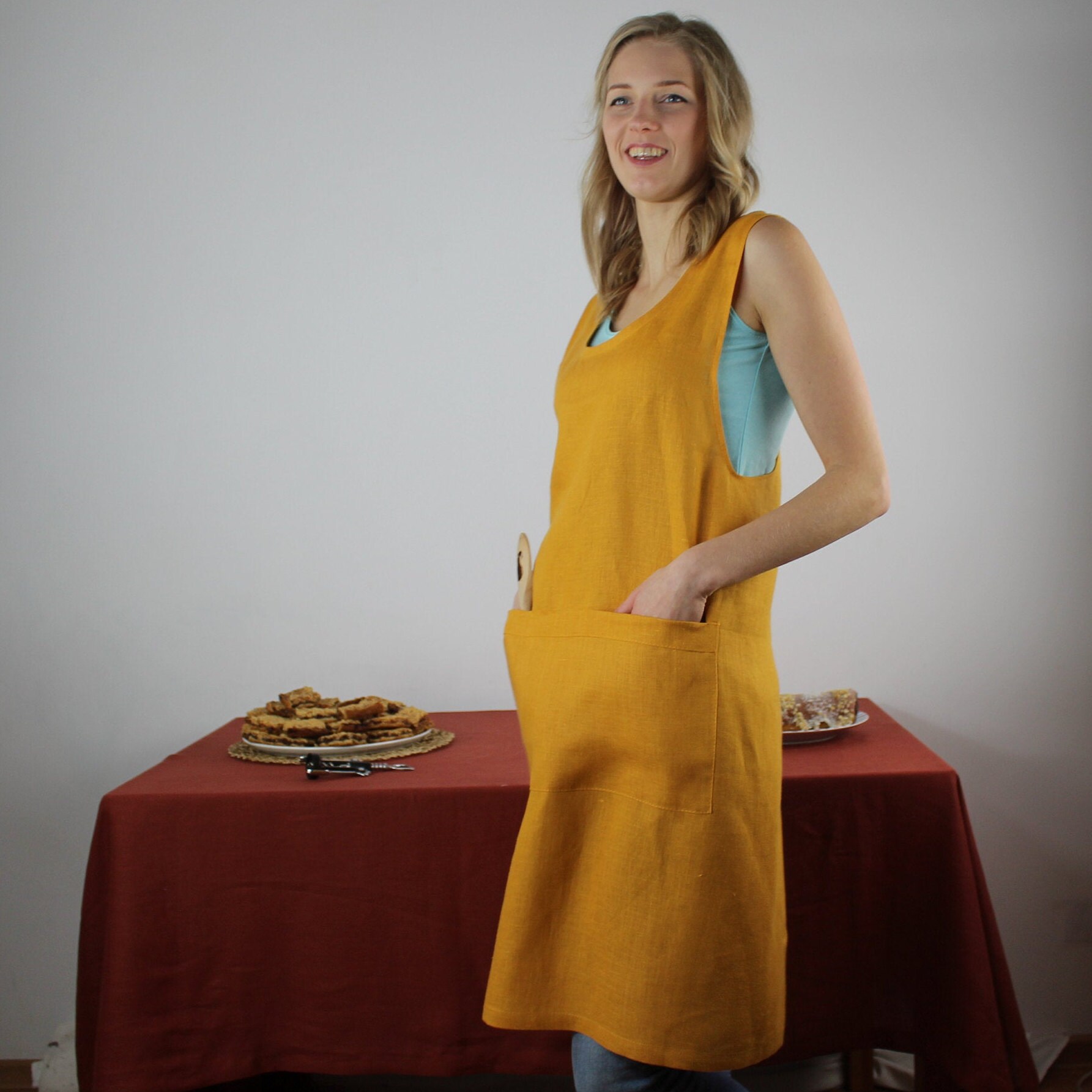 Linen Apron/ Japanese Cross Back Apron/ Cross Back Linen - Etsy