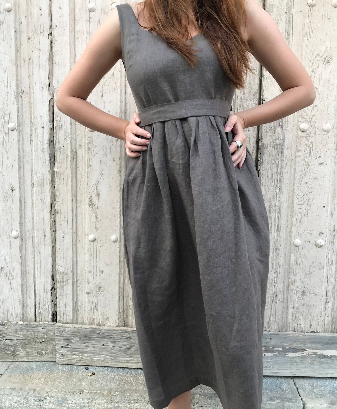 Maxi vestido, Vestido de mujer de lino, Vestido casual de lino, Vestido ...