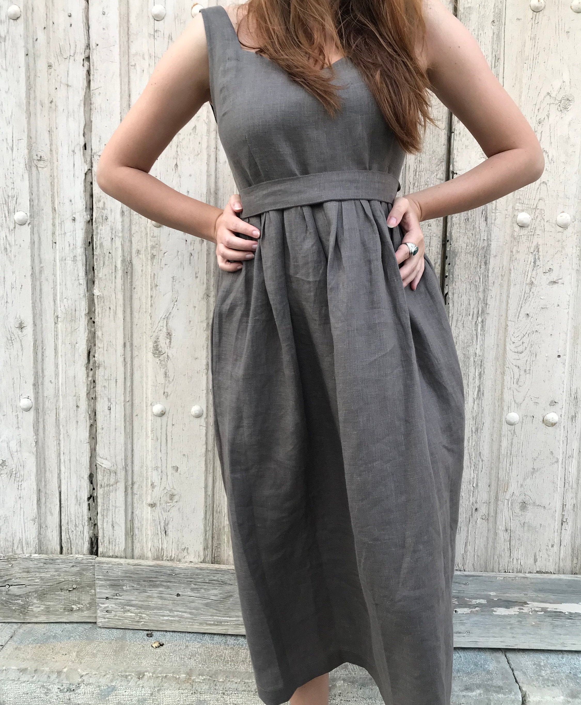 Linen Women Sleeveless Dress , Linen Casual Dress, Linen Summer Dress ...