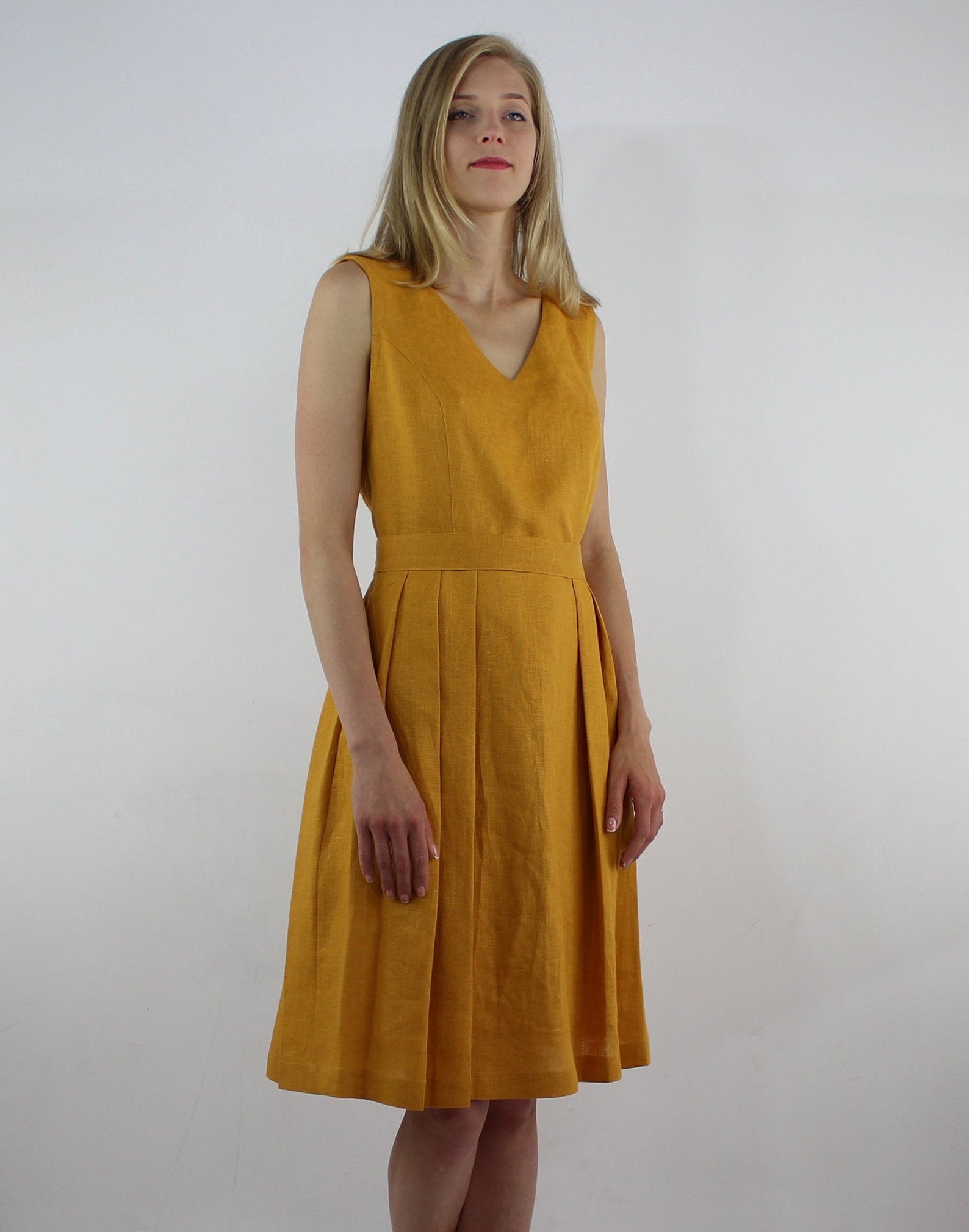 Linen Women Dress Linen Casual Dress Summer Backless Dress - Etsy