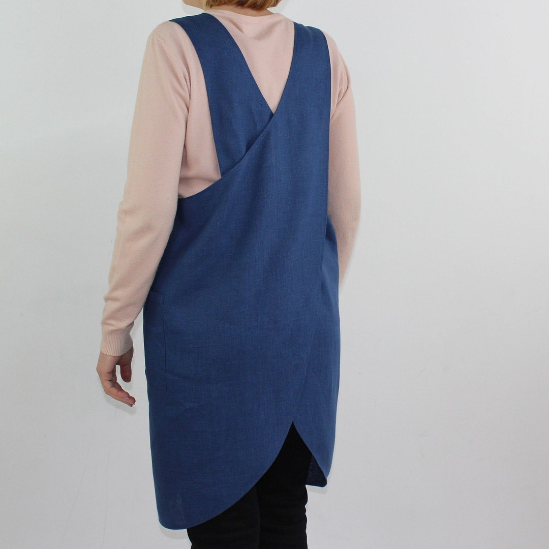 Linen Apron/ Japanese Cross Back Apron/ Cross Back Linen Apron ...