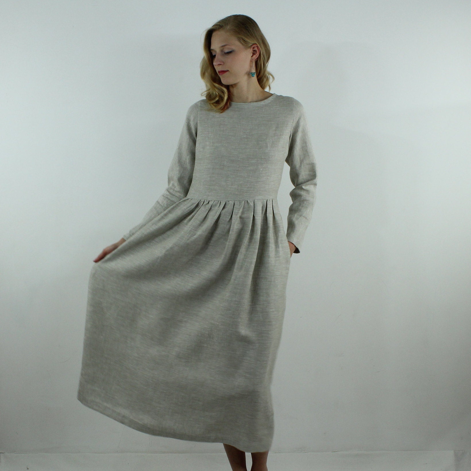 Long linen dress for women Linen women dress linen casual | Etsy