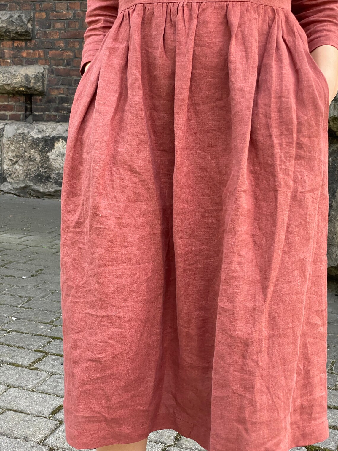 Linen dress for women/ Open back linen dress/Linen casual | Etsy