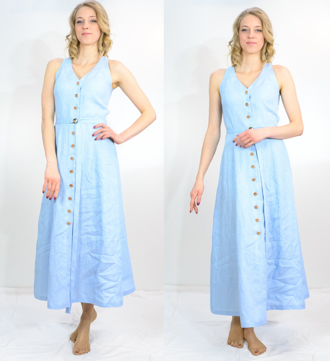 Linen Dresses for Women, Natural Linen Women Dress, Blue Dress,summer ...