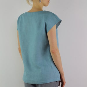 Linen Summer Blouse/ Linen Top/ Turquoise Women Blouse/women Top/linen ...